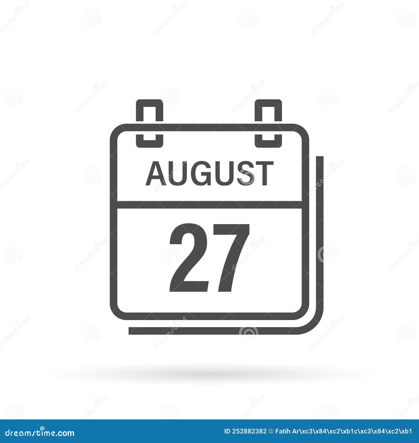 August 27, Calendar Icon with Shadow. Day, Month. Flat Vector ...