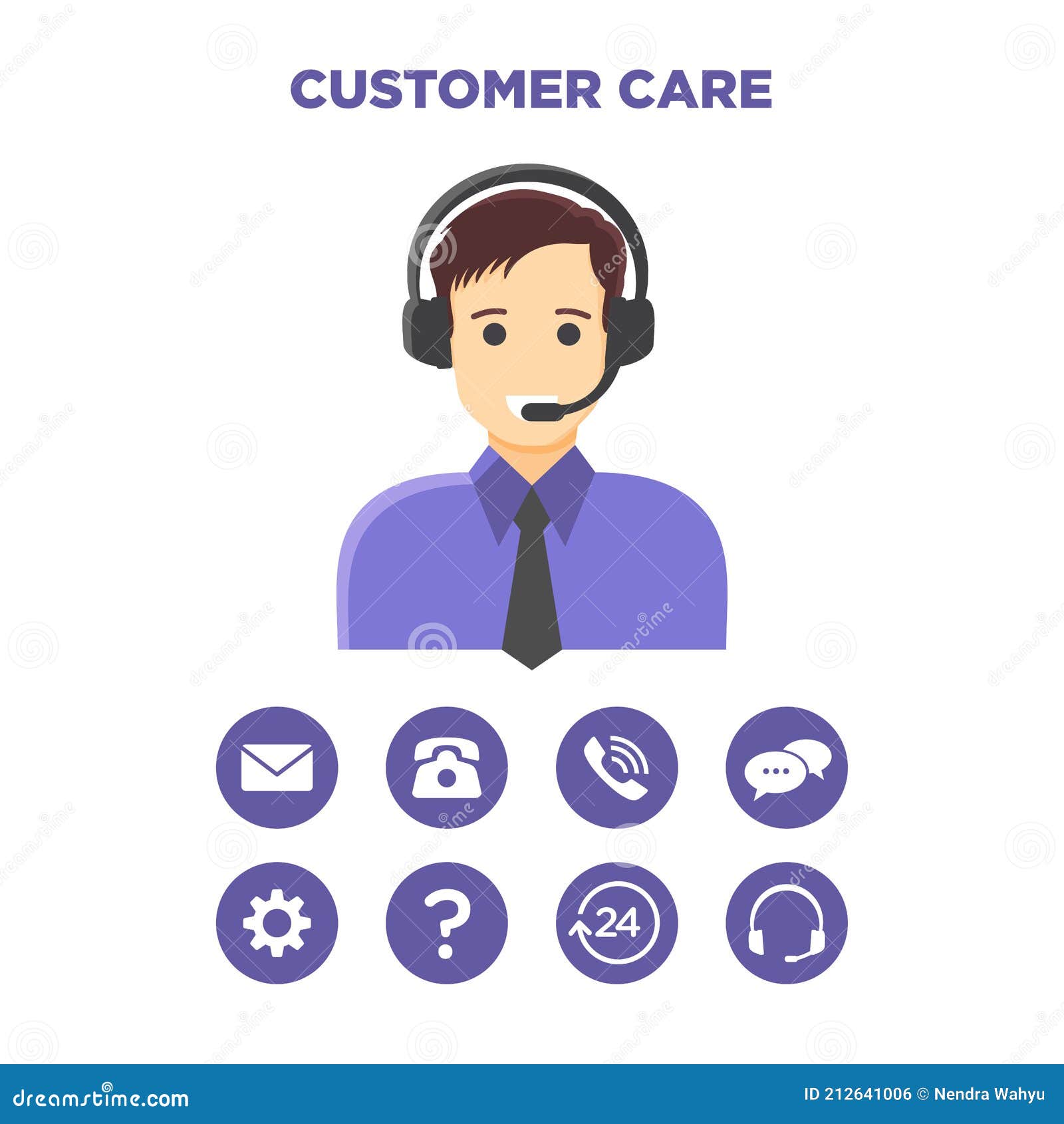 Flat Vector Illustration of an Avatar of a Customer Service Officer ...