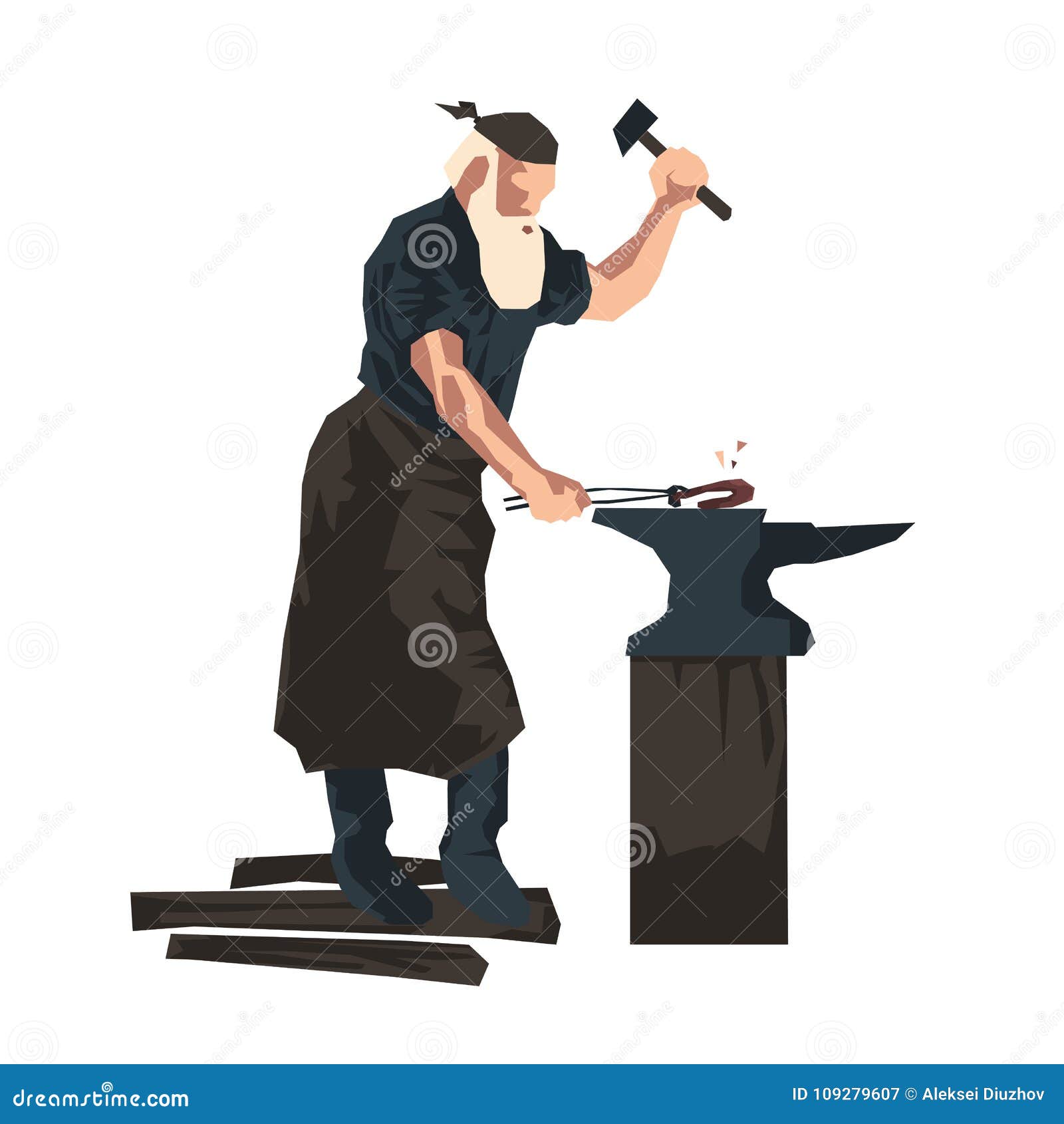 Flat Vector Illustration of a Blacksmith Stock Vector - Illustration of ...