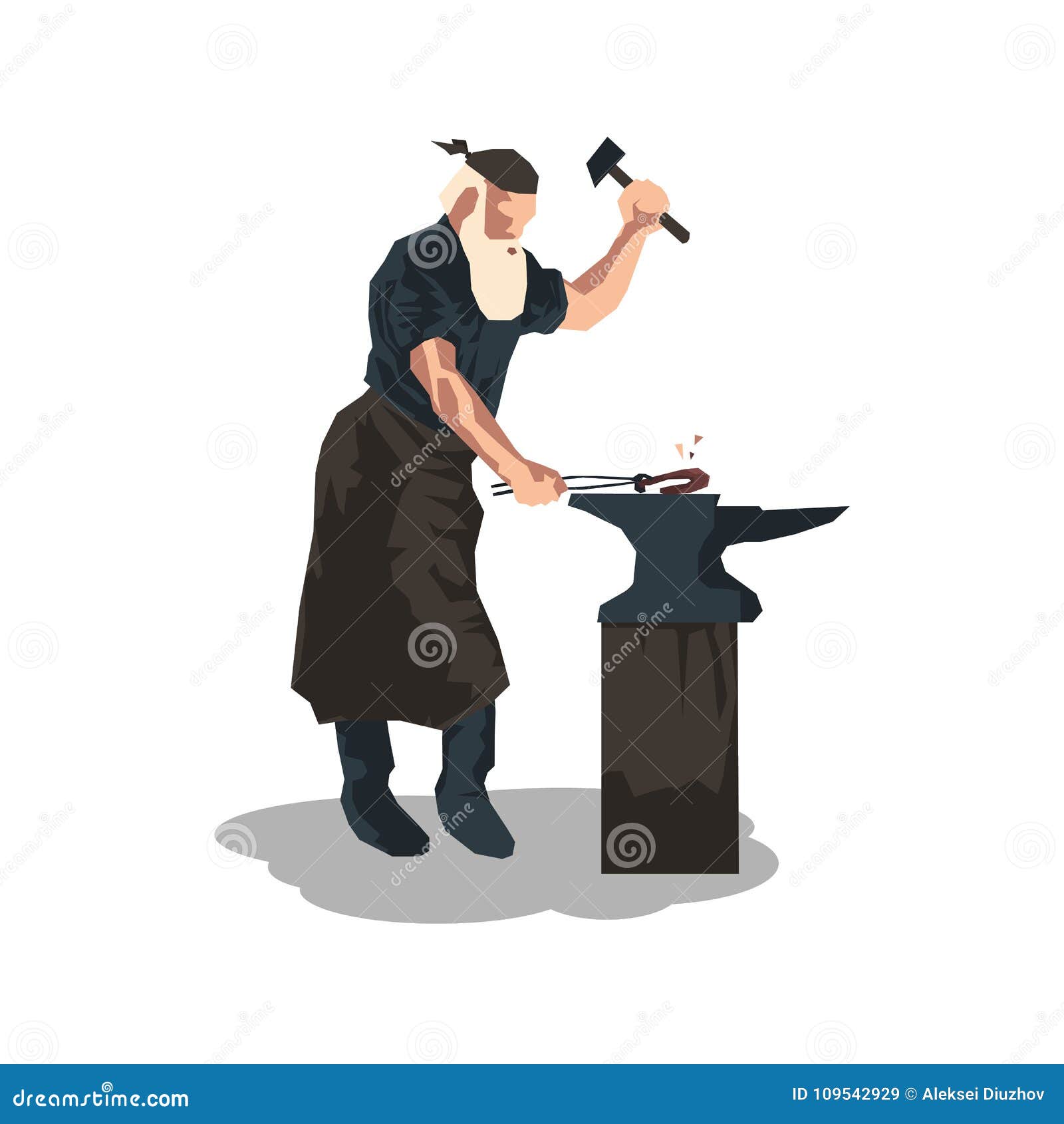 Flat Vector Illustration of a Blacksmith Stock Vector - Illustration of ...