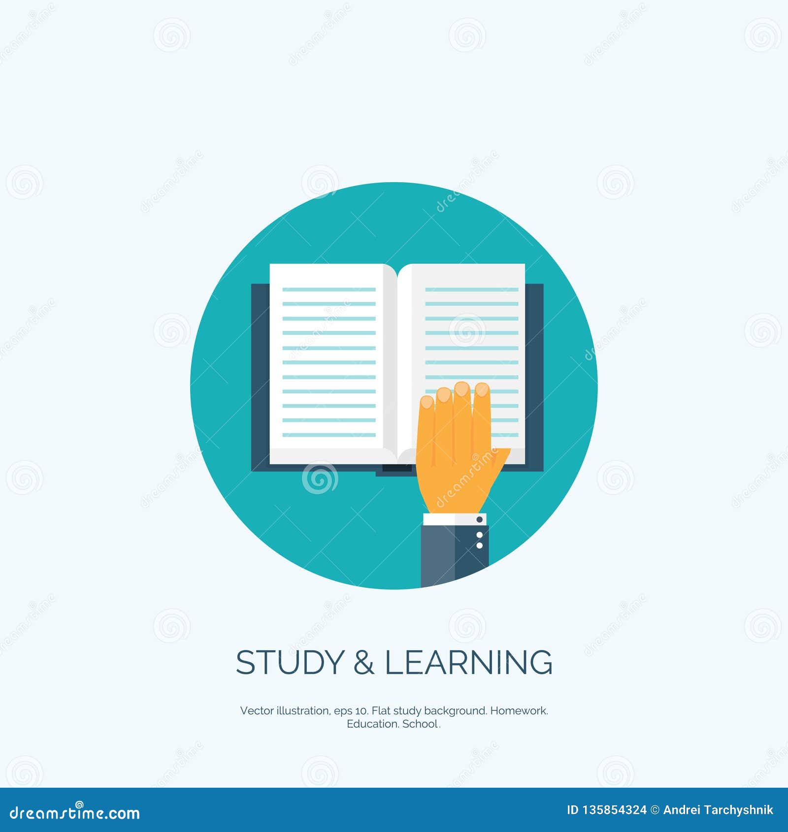 Flat Vector Illustration with Books, Flask. Study,learning Concept ...