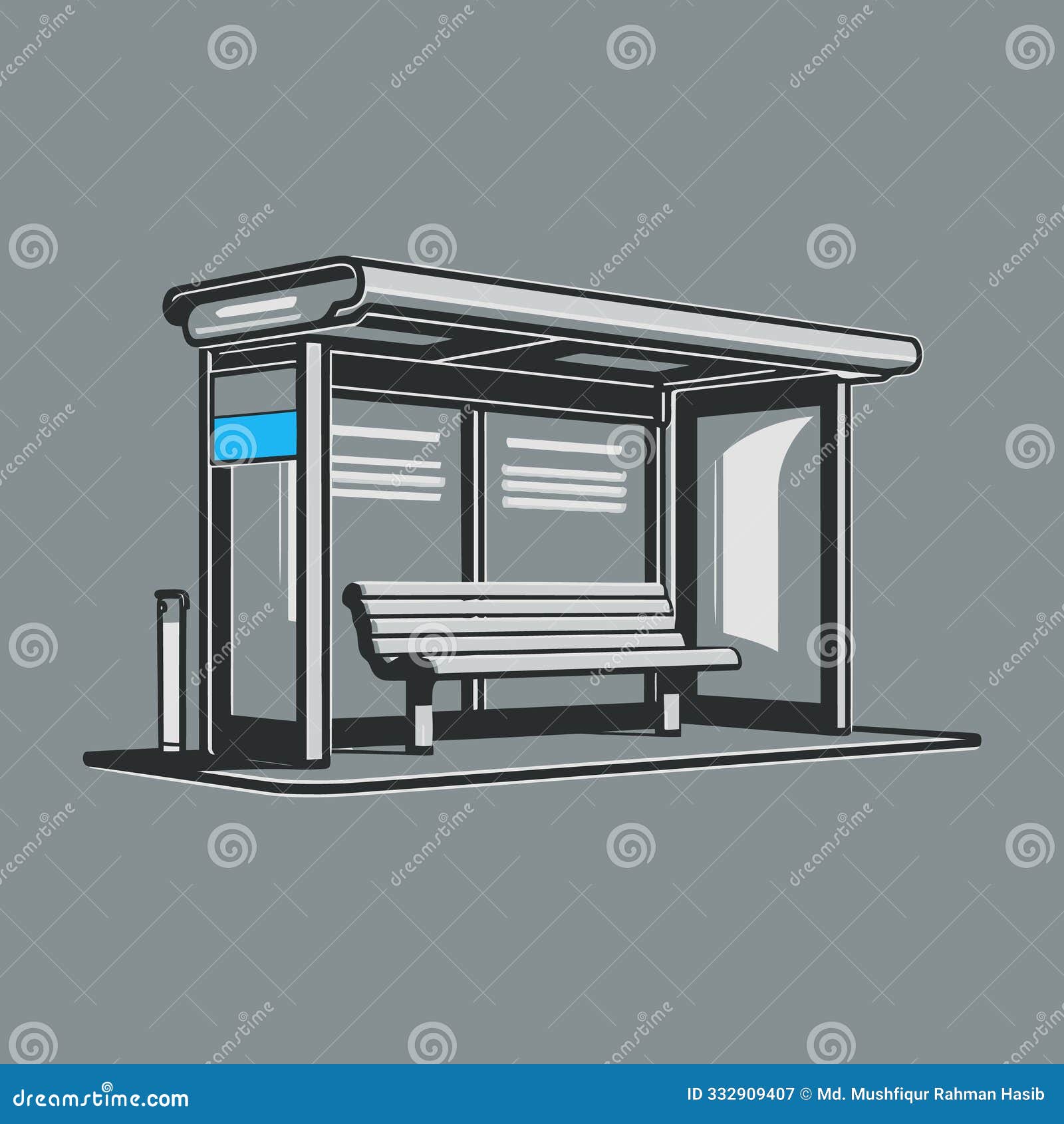 A Flat Vector Illustration of Bus Stop with Bench Isolated on Solid ...