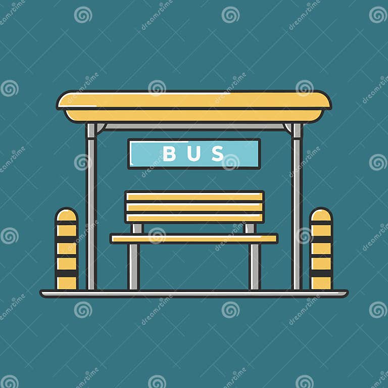 A Flat Vector Illustration of Bus Stop with Bench Isolated on Solid ...