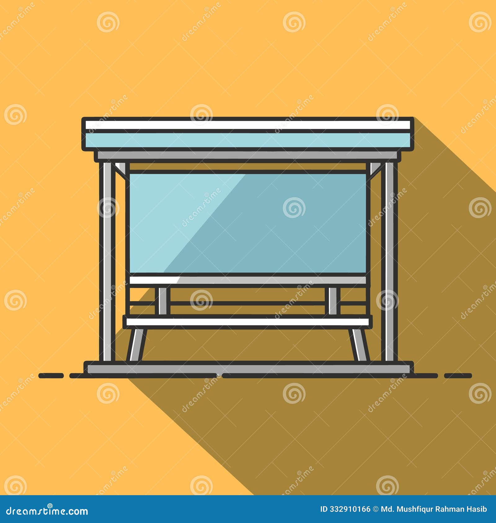 A Flat Vector Illustration of Bus Stop with Bench Isolated on Solid ...