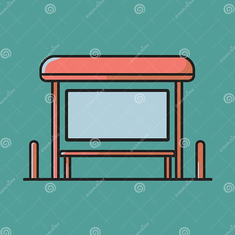 A Flat Vector Illustration of Bus Stop with Bench Isolated on Solid ...