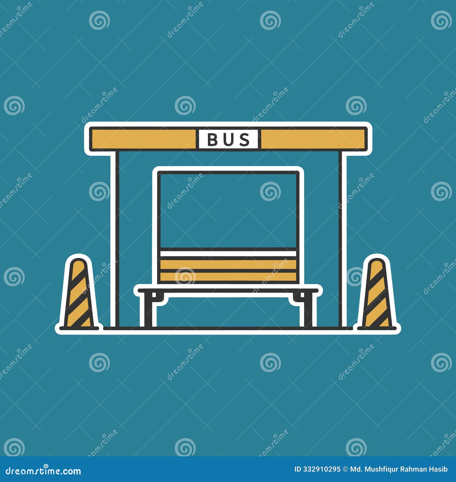 A Flat Vector Illustration of Bus Stop with Bench Isolated on Solid ...