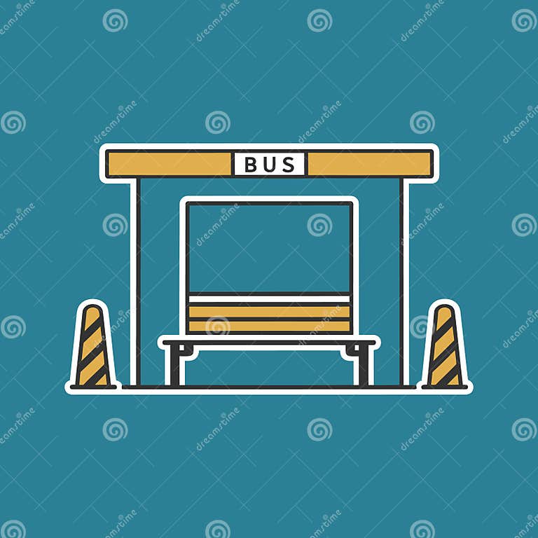 A Flat Vector Illustration of Bus Stop with Bench Isolated on Solid ...