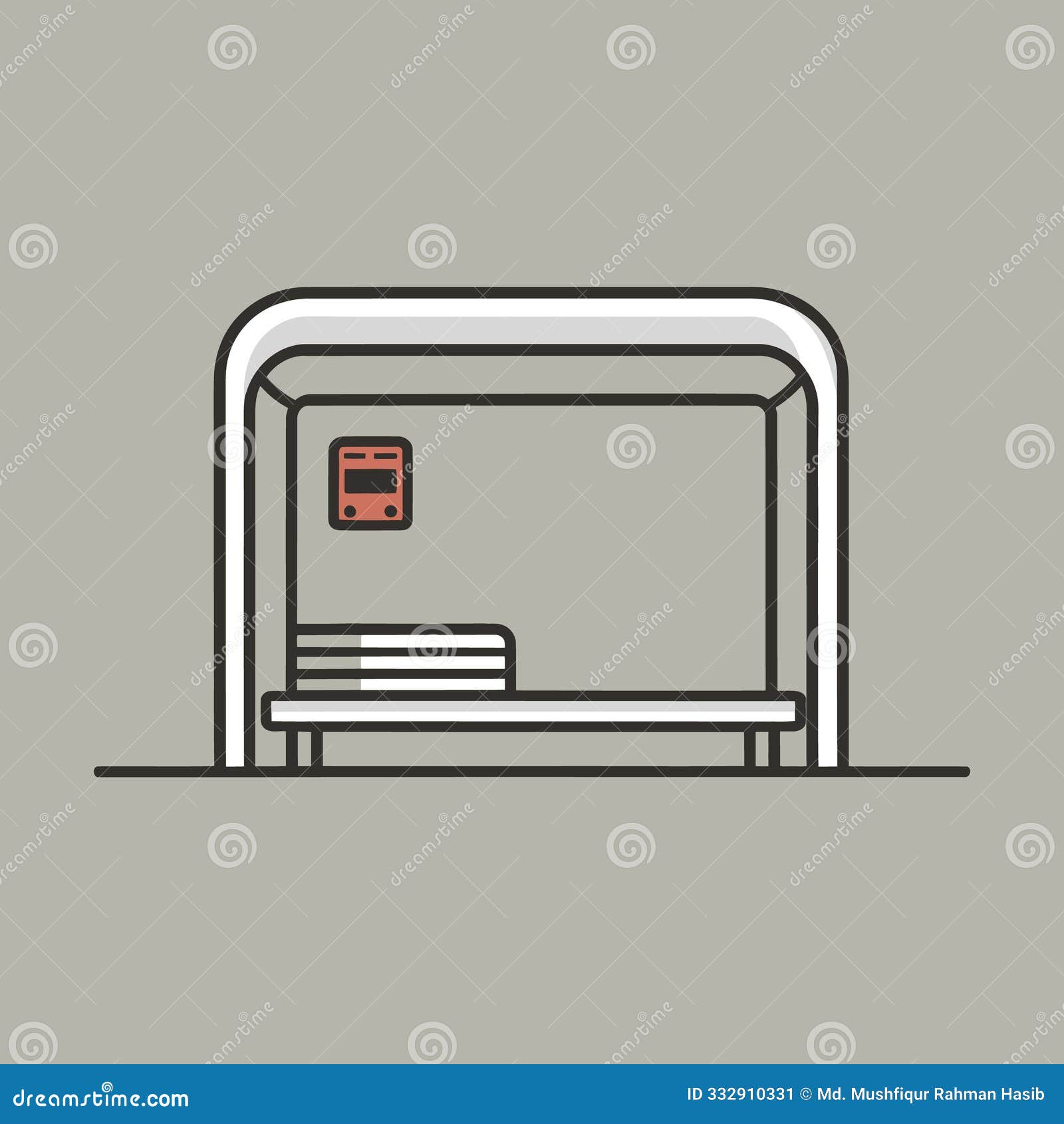 A Flat Vector Illustration of Bus Stop with Bench Isolated on Solid ...