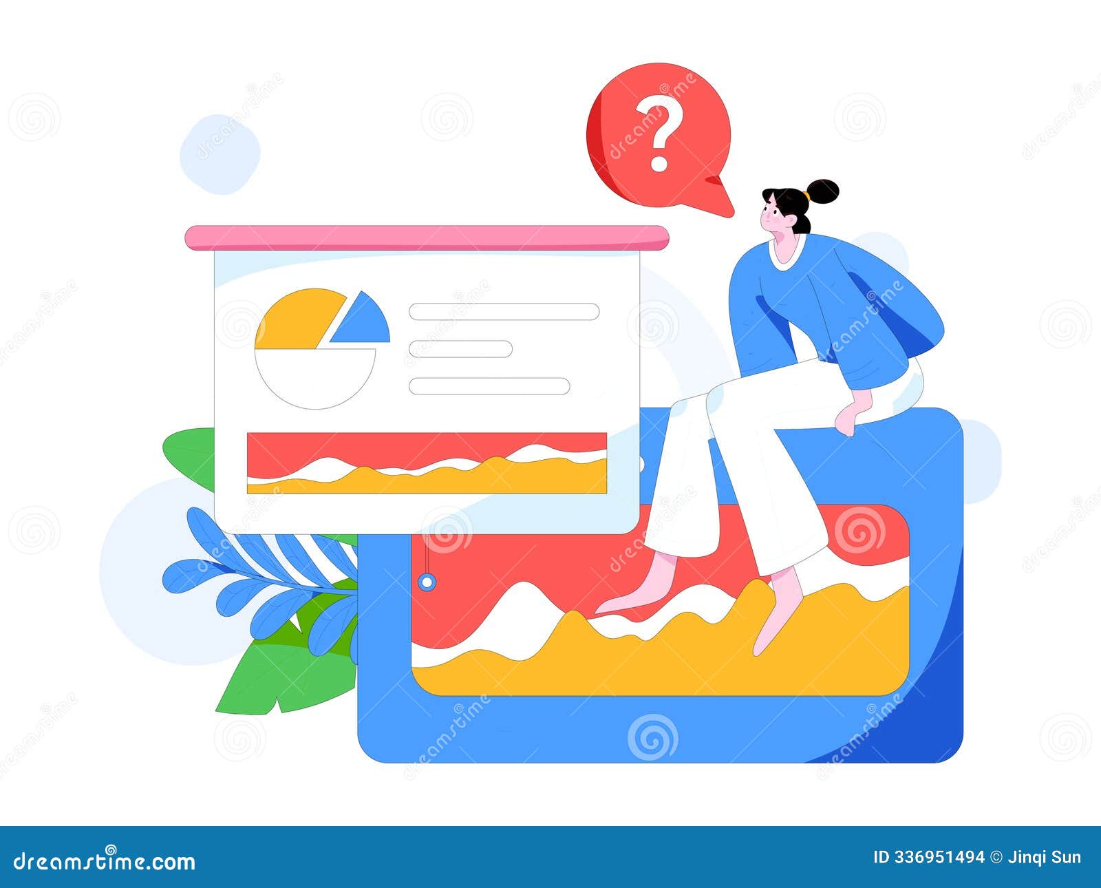 Flat Vector Illustration of Business People Operating Work Scene Stock ...