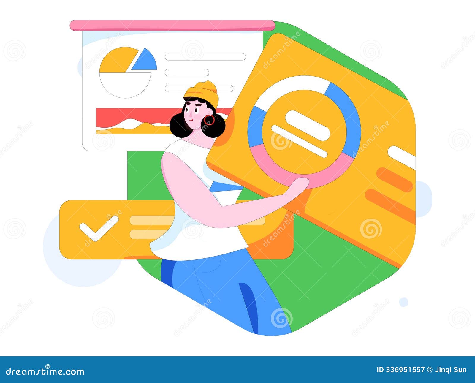 Flat Vector Illustration of Business People Operating Work Scene Stock ...