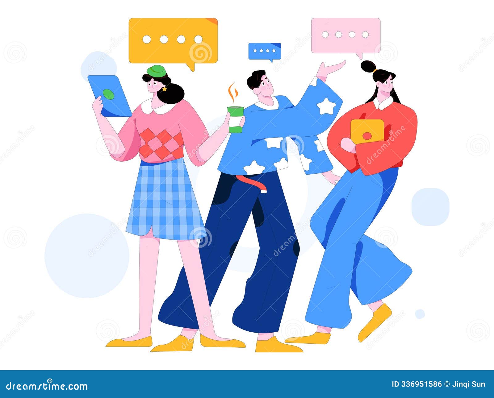 Flat Vector Illustration of Business People Operating Work Scene Stock ...