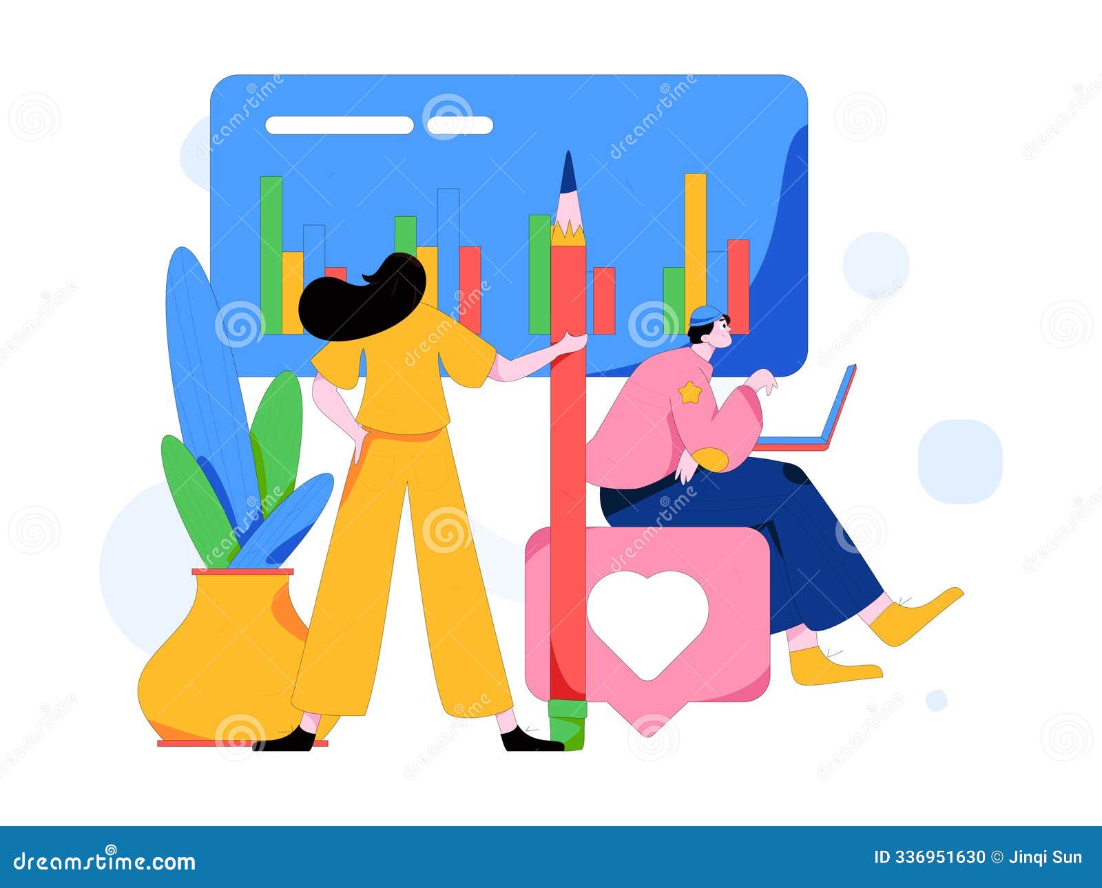 Flat Vector Illustration of Business People Operating Work Scene Stock ...