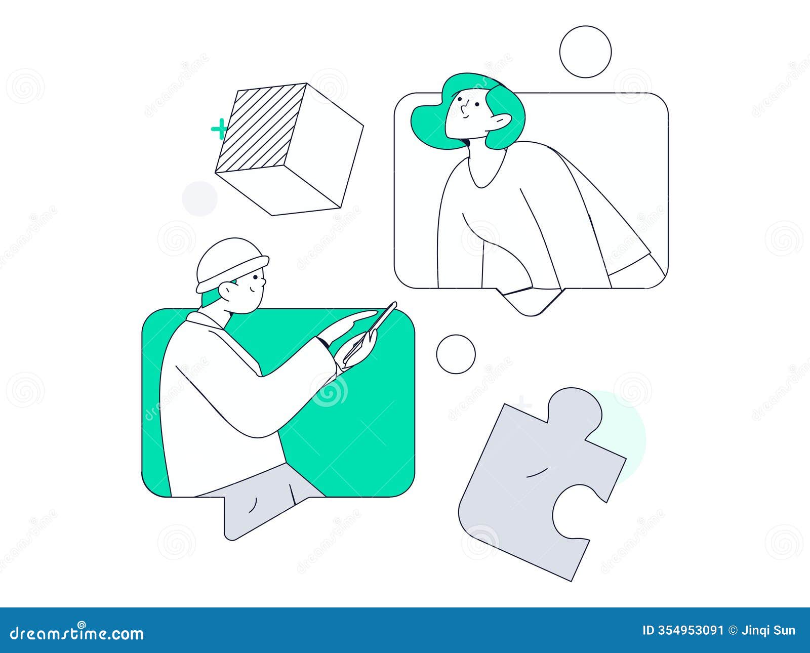 Flat Vector Illustration of Business People Operating Work Scene Stock ...