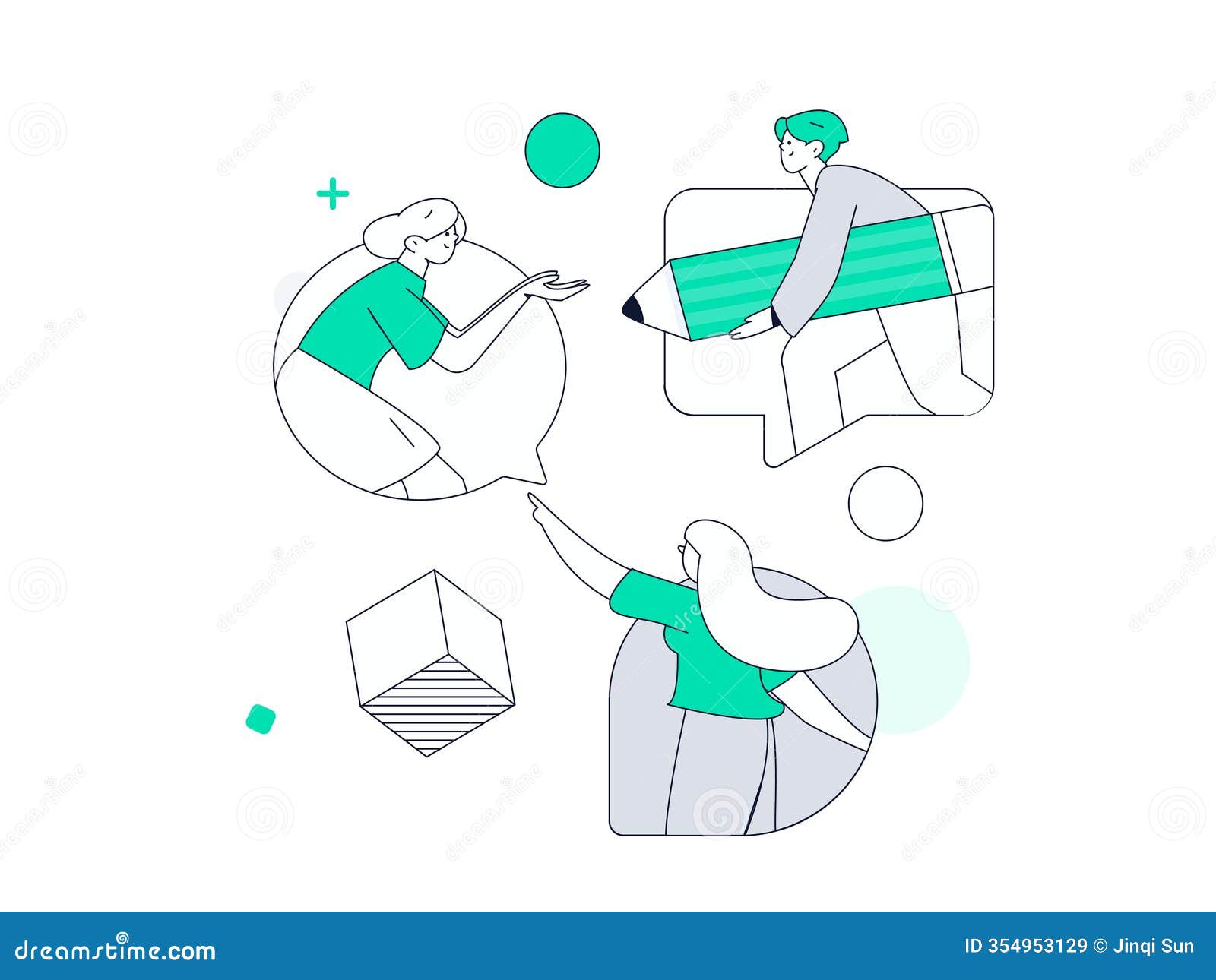 Flat Vector Illustration of Business People Operating Work Scene Stock ...