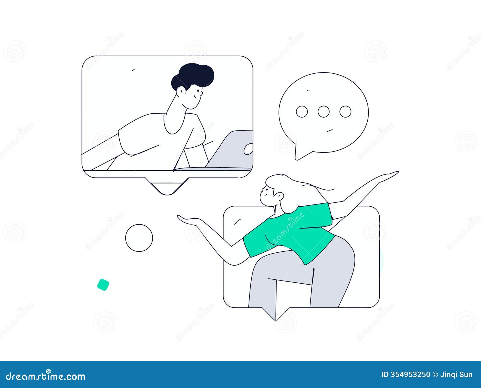 Flat Vector Illustration of Business People Operating Work Scene Stock ...