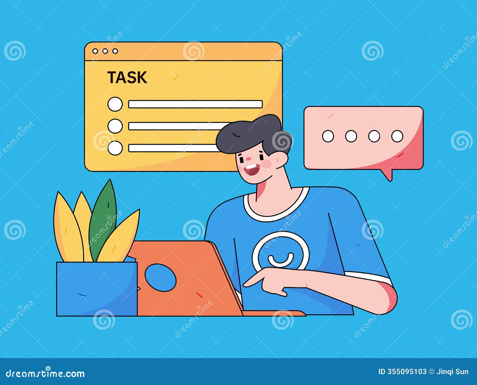 Flat Vector Illustration of Business People Operating Work Scene Stock ...