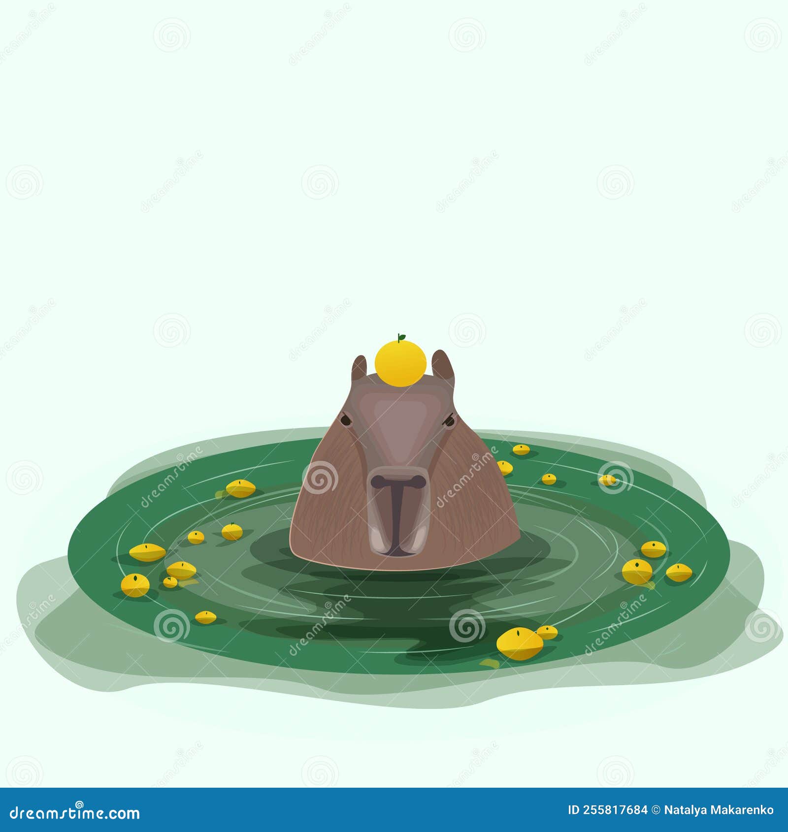 Capybara And Fruit Watercolor On Isolated White Background, Cute Set Of ...