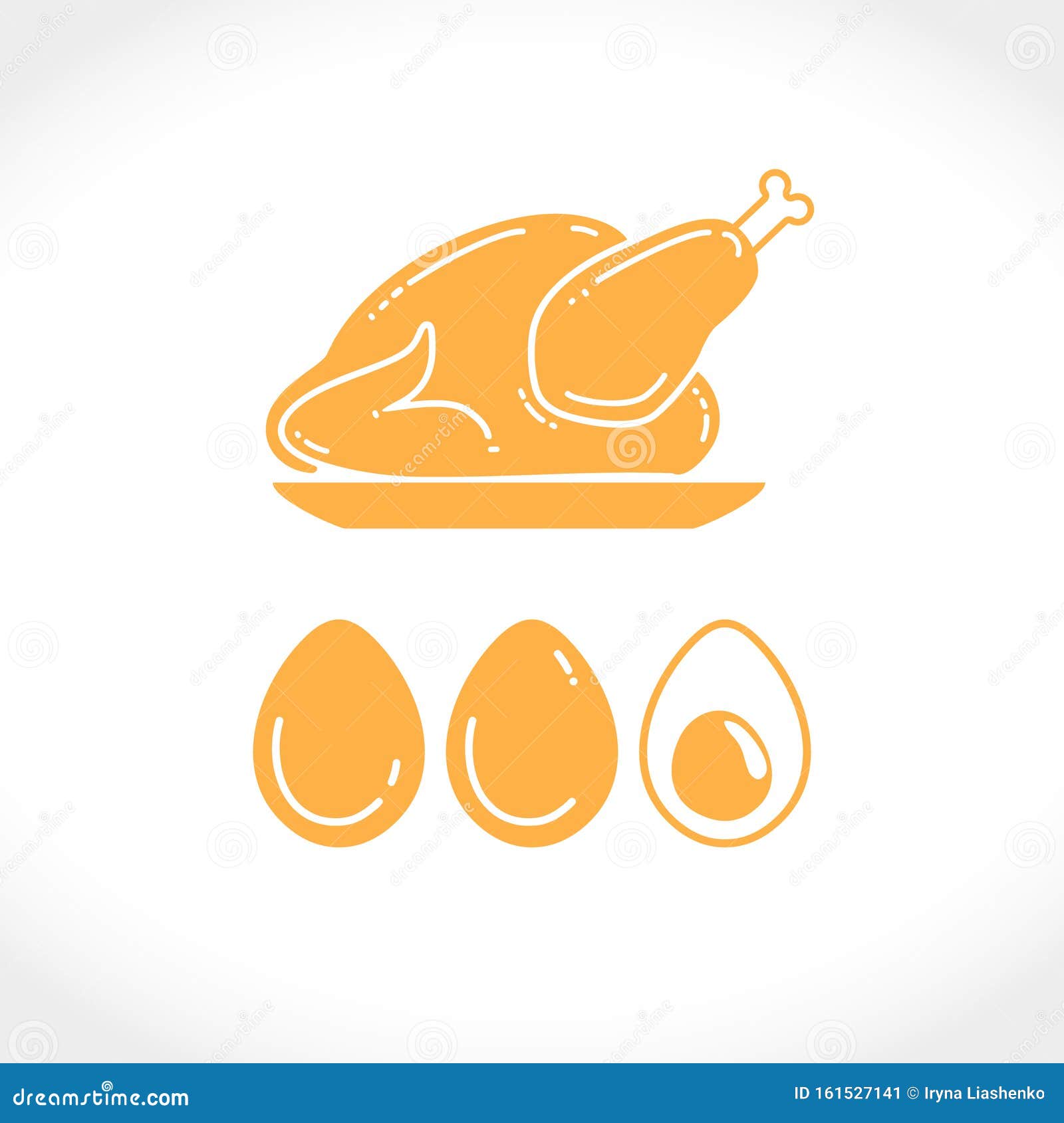 Flat Vector Illustration of Chicken Carcass Meat and Eggs. Stock ...