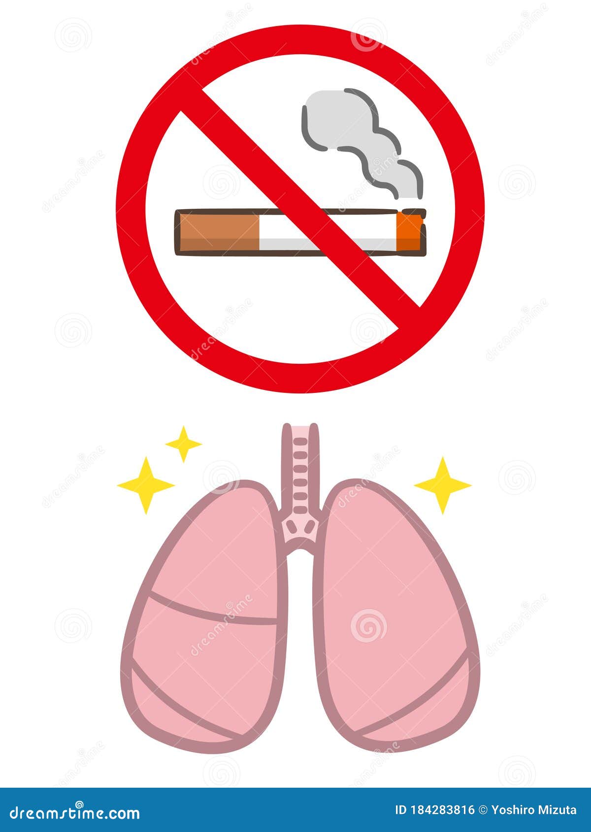 Flat Vector Illustration with Cigarette and Lungs, Stop Smoking Concept ...