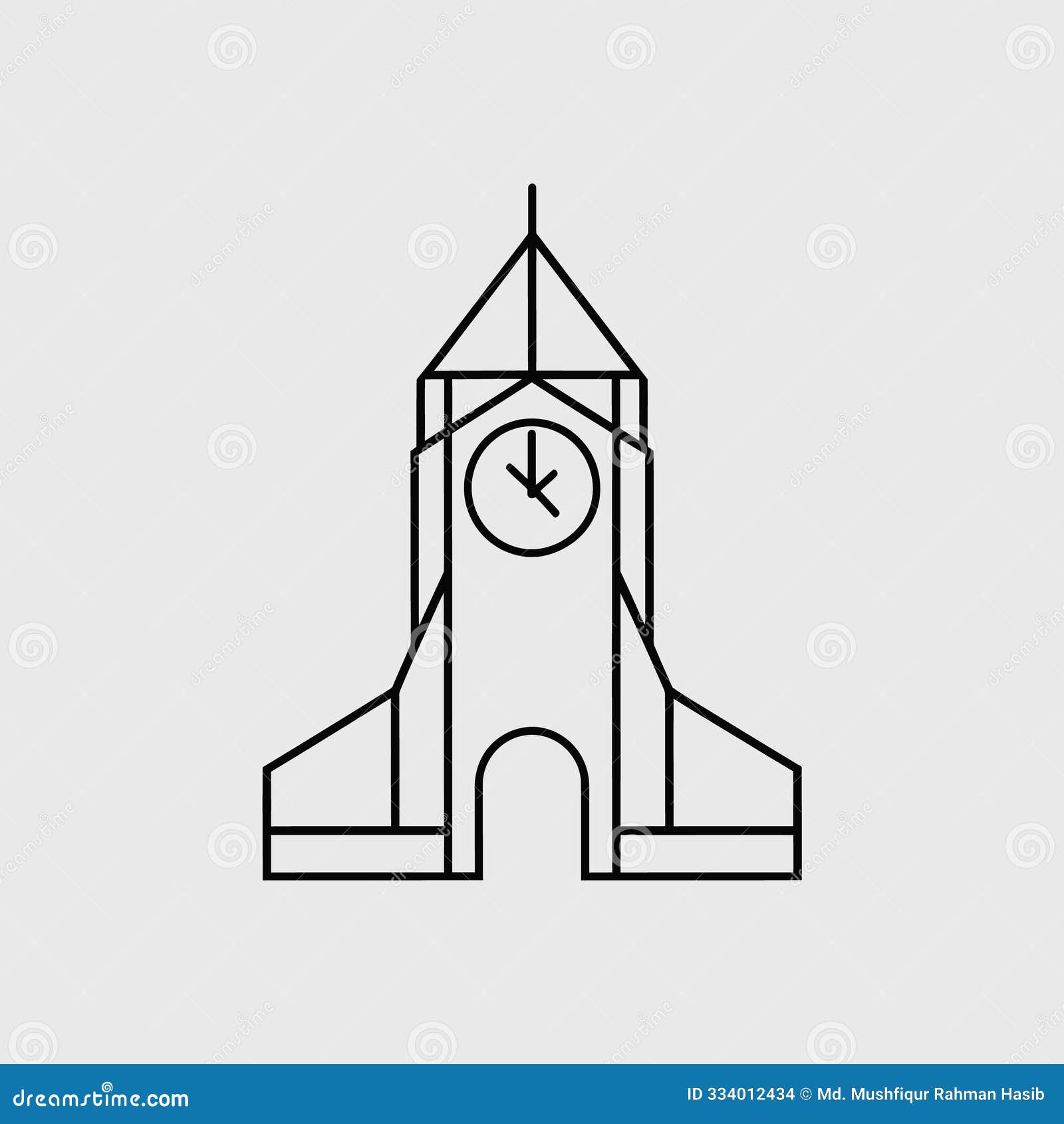 A Flat Vector Illustration of Clock Tower Architecture Drawing for Web ...