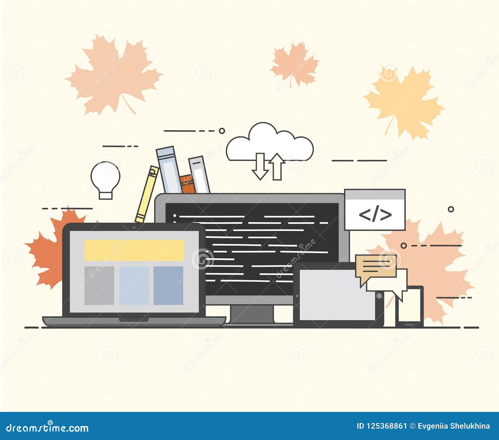 Cloud, Internet. Common Storage for All Devices. Programming Stock ...