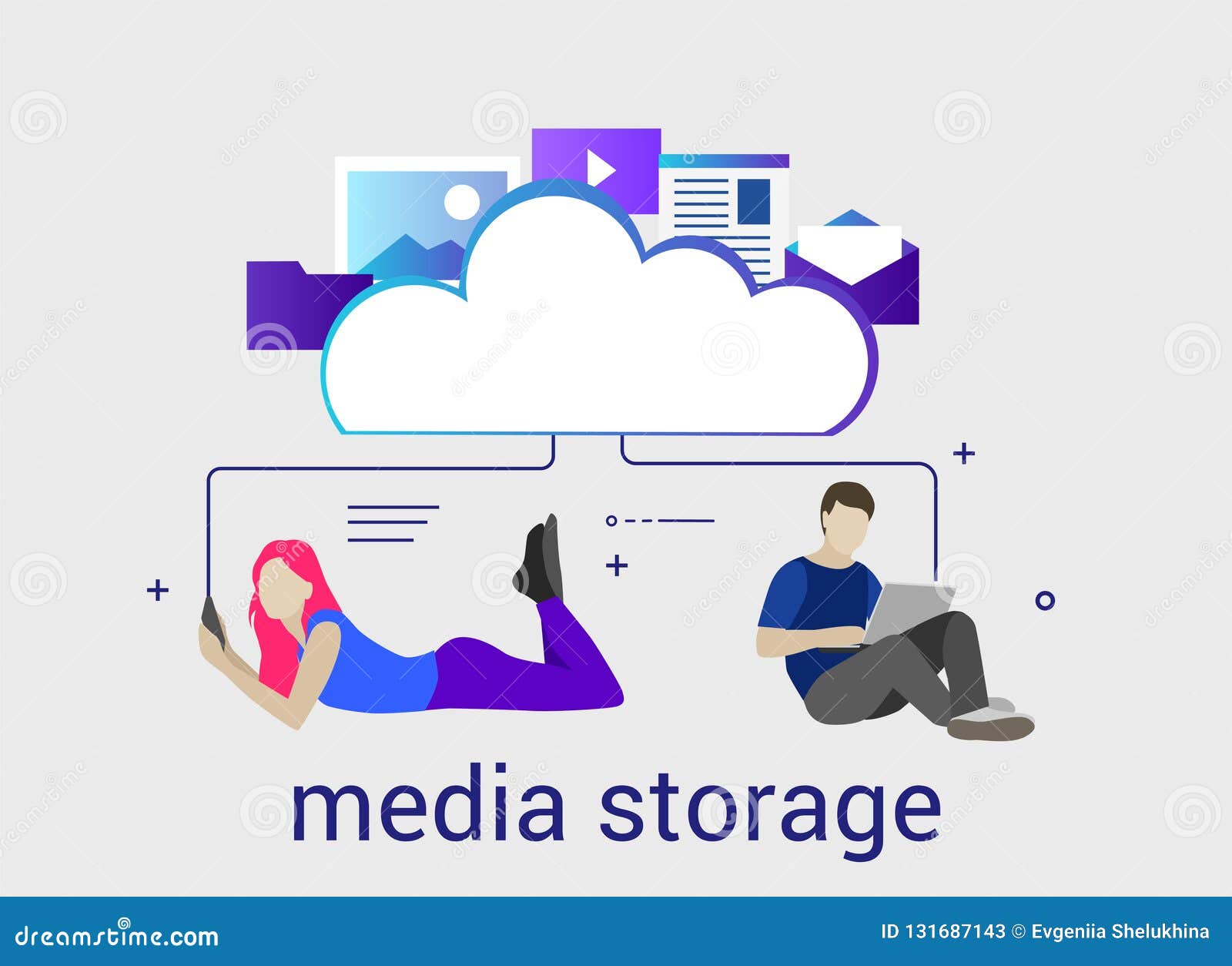 Computer Device Data Cloud Storage Security Flat Design Vector ...