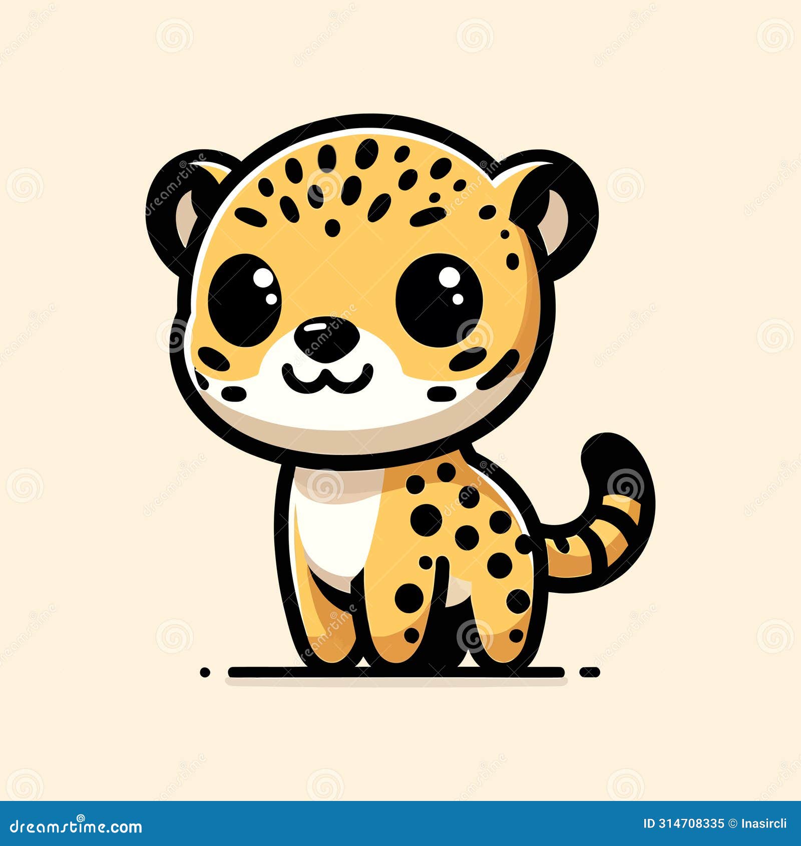 Flat Vector Illustration of a Cute Cheetah Stock Vector - Illustration ...