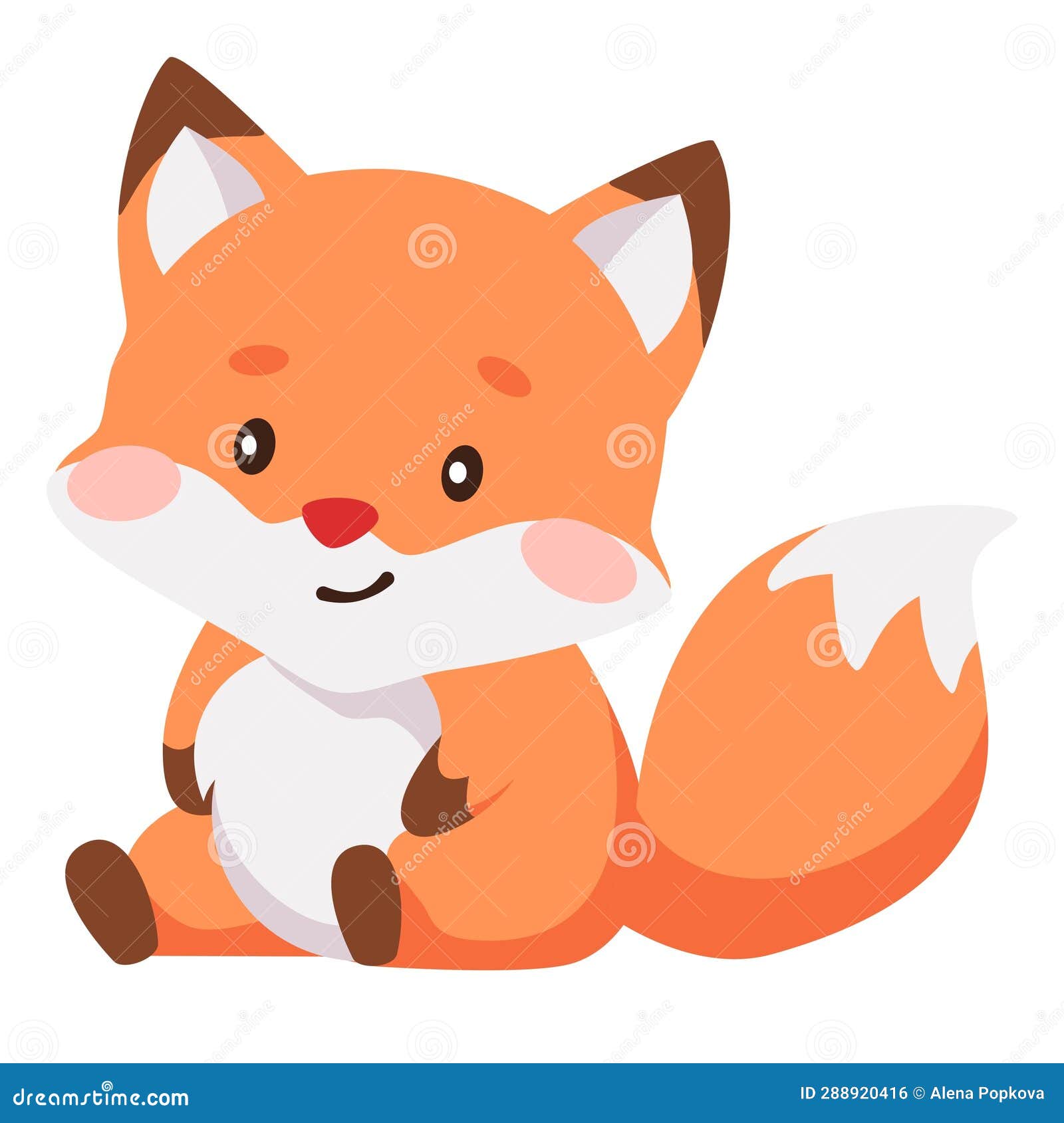 Flat Vector Illustration. Cute Forest Kind Fox Stock Vector ...