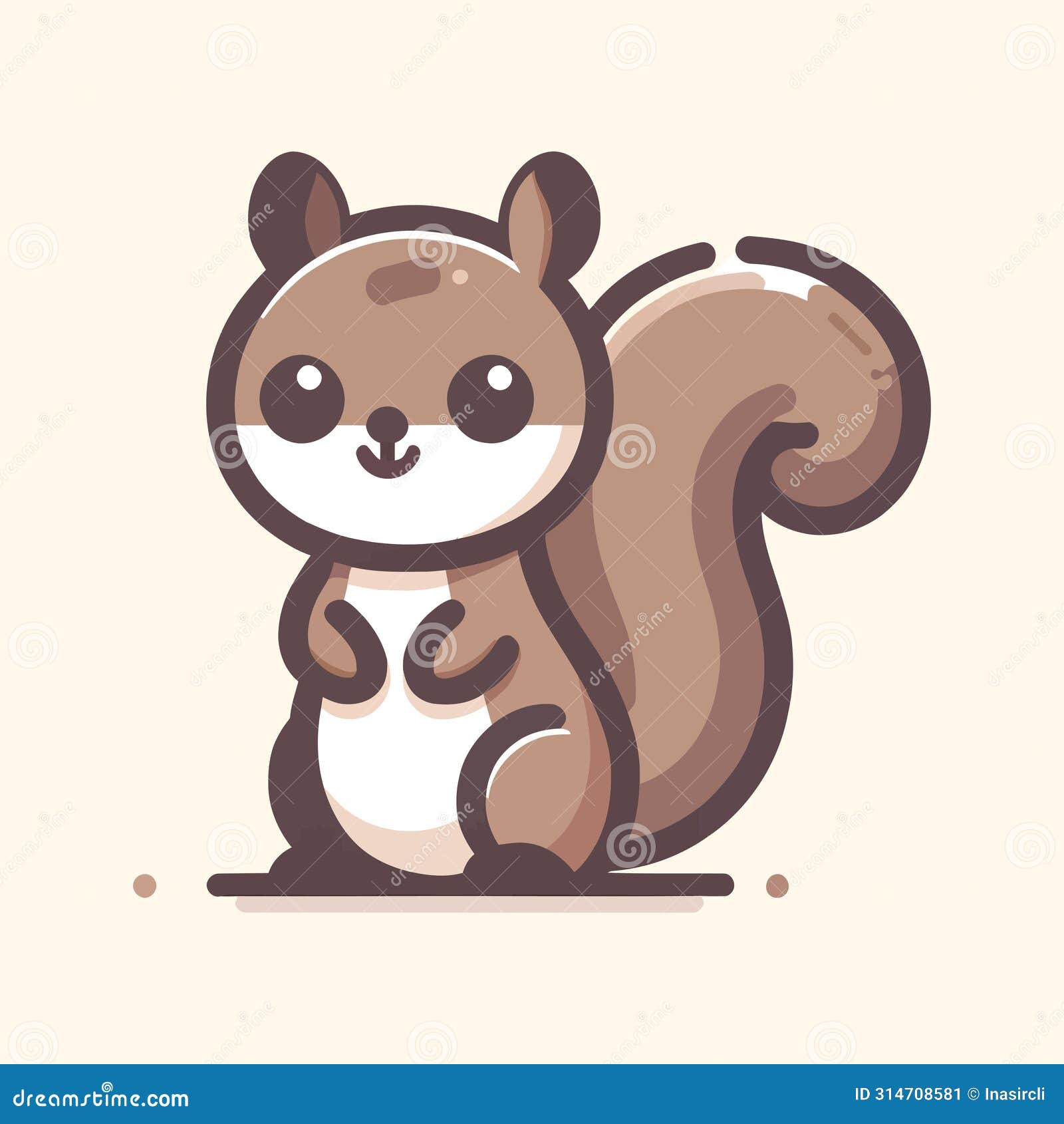 Flat Vector Illustration of a Cute Minimal Squirrel in Cartoon Style ...