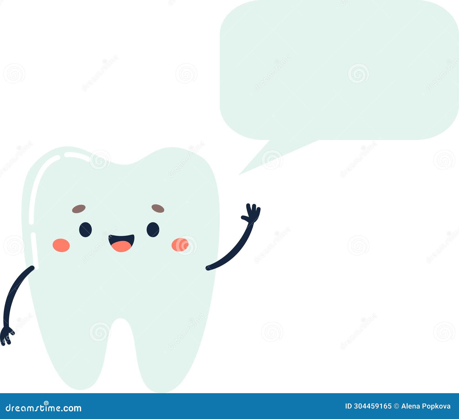 Flat Vector Illustration. Cute Tooth with a Face Smiling and Saying ...