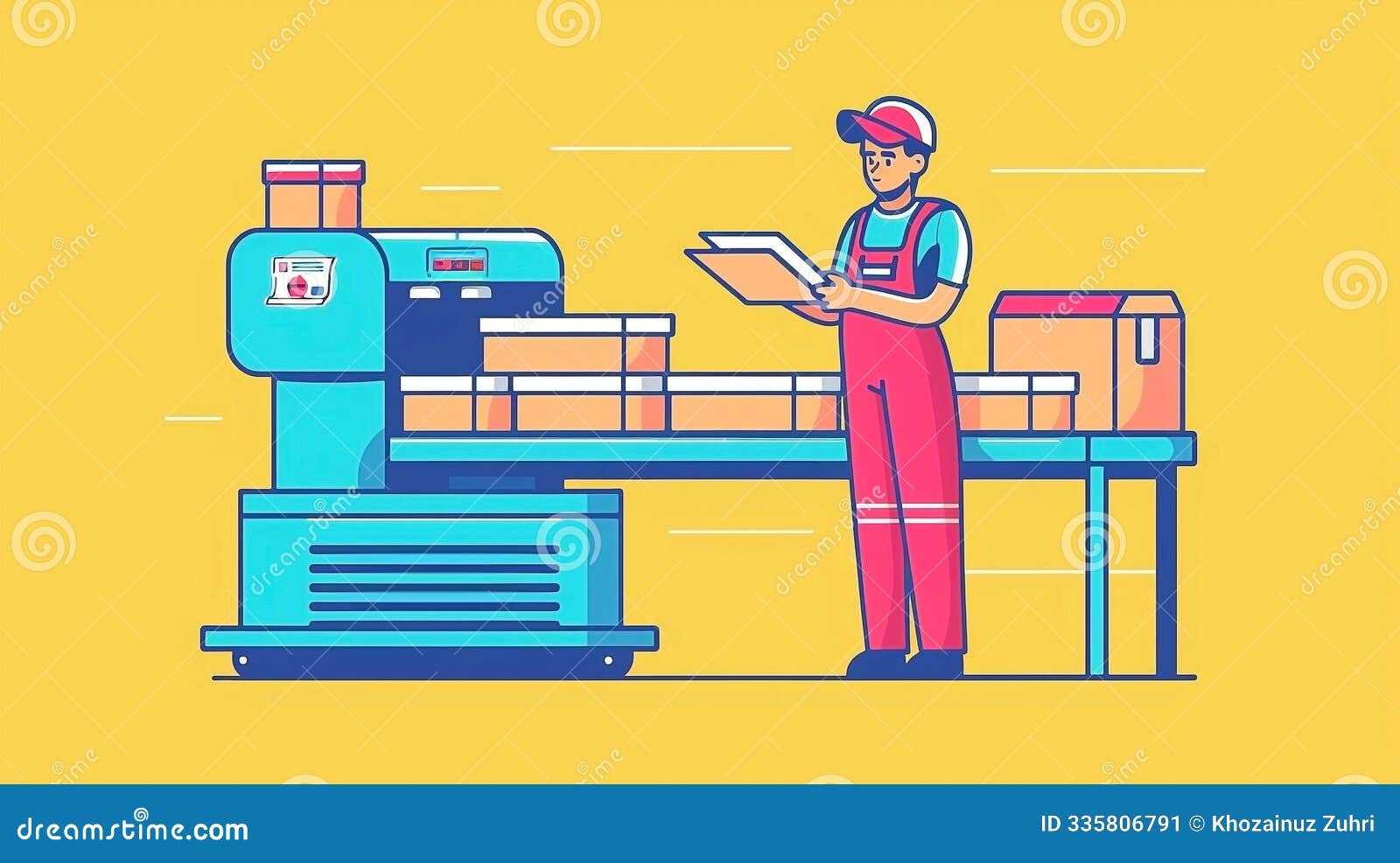 A Flat Vector Illustration of an Employee Holding a Customer Order Form ...