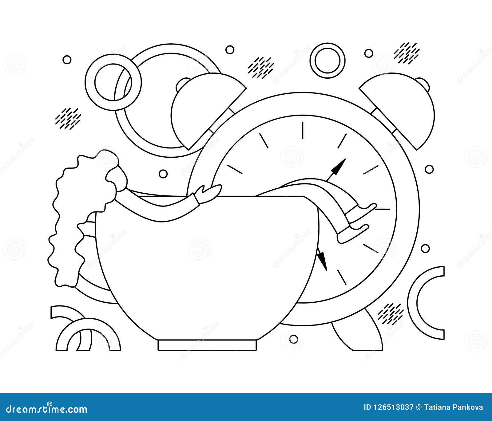 Flat Vector Illustration of Early Awakening To Work. Stock Vector ...