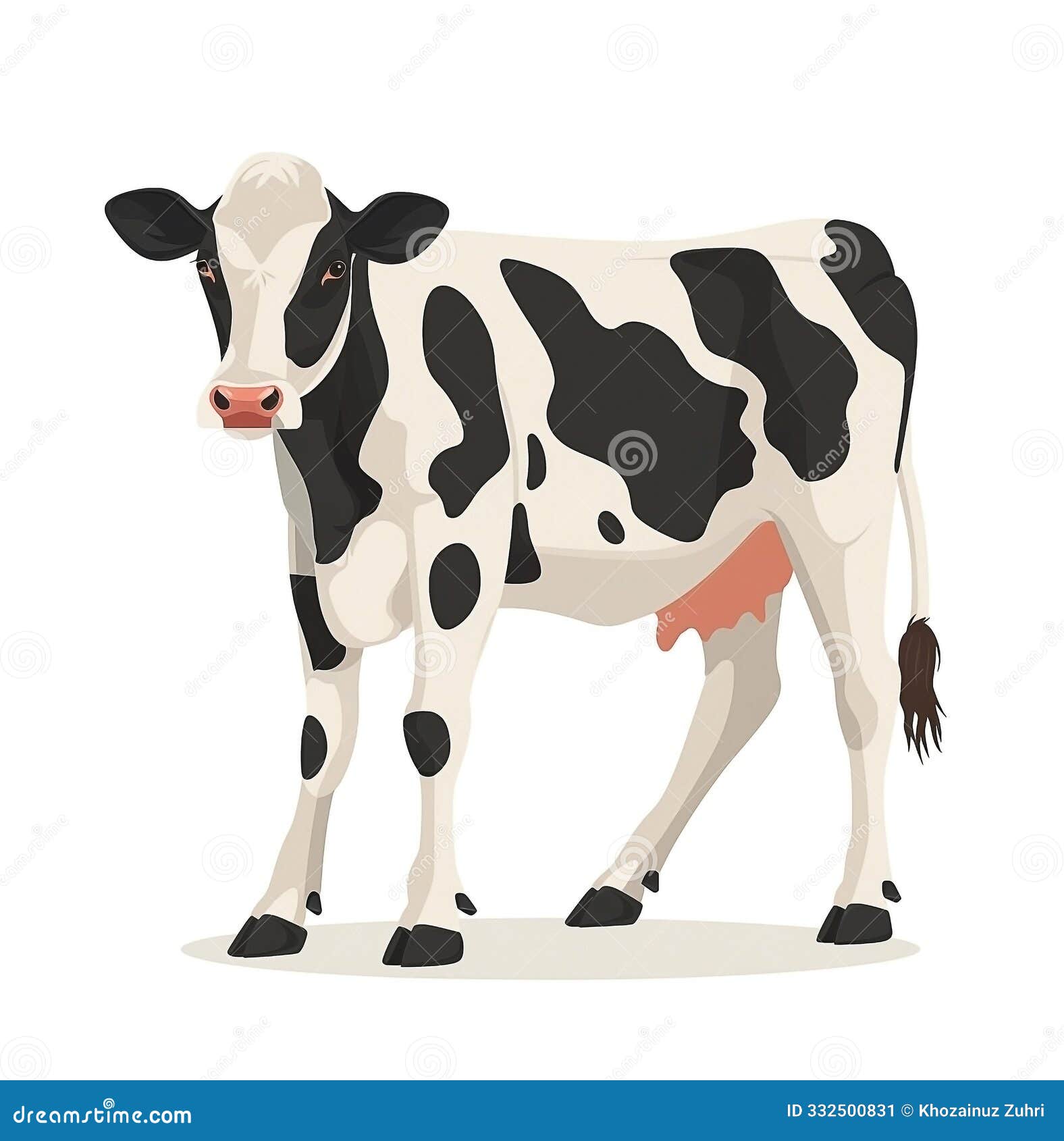Flat Vector Illustration of Cow on White Background Stock Illustration ...