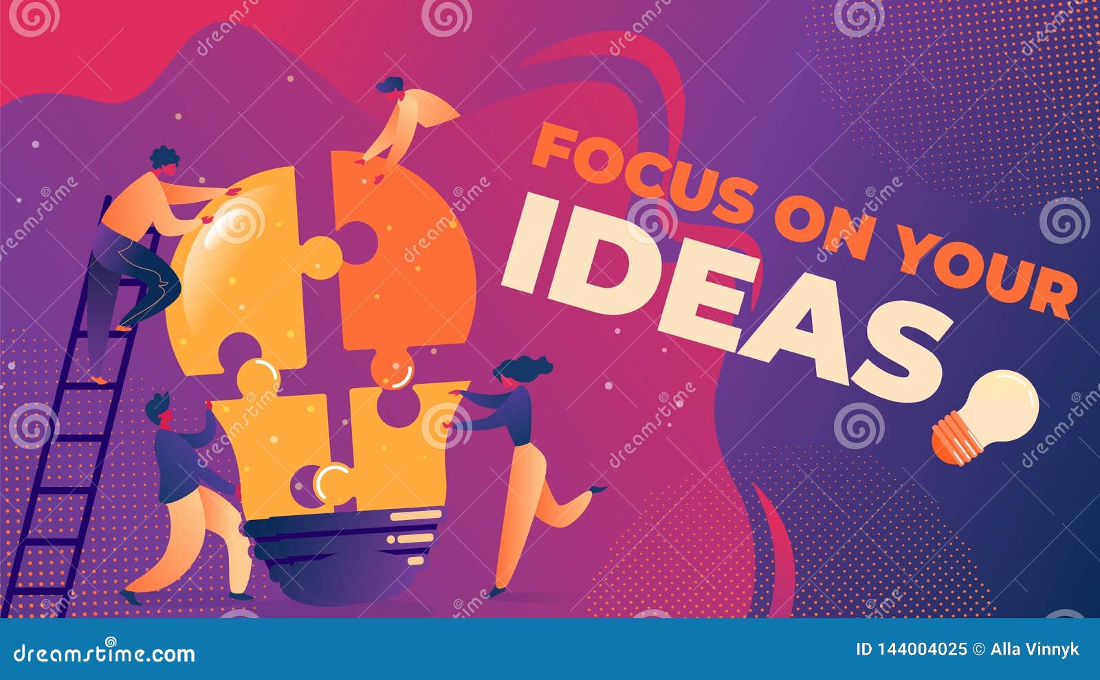 Flat Vector Illustration Focus on Your Ideas. Stock Vector ...
