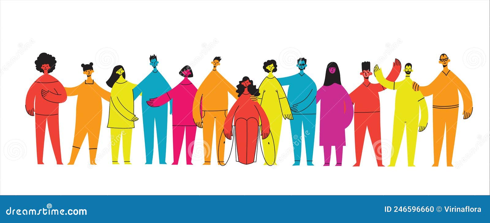 Flat Illustration of a Group Containing Inclusive and Diversified ...