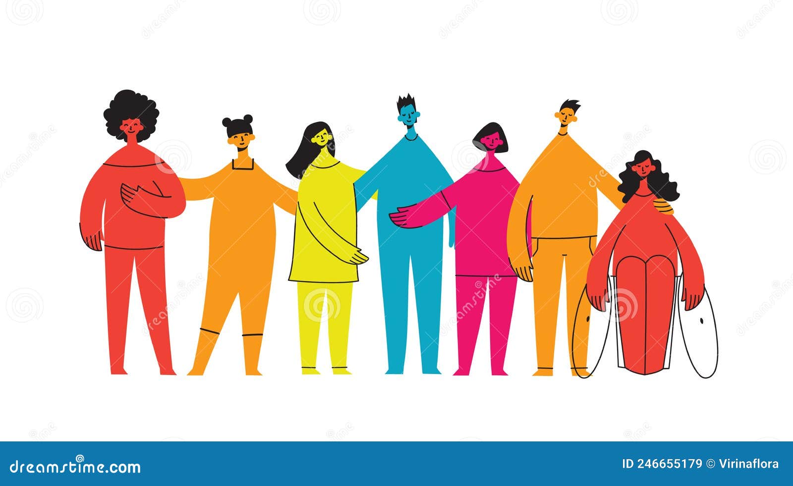 Flat Illustration of a Group Containing Inclusive and Diversified ...
