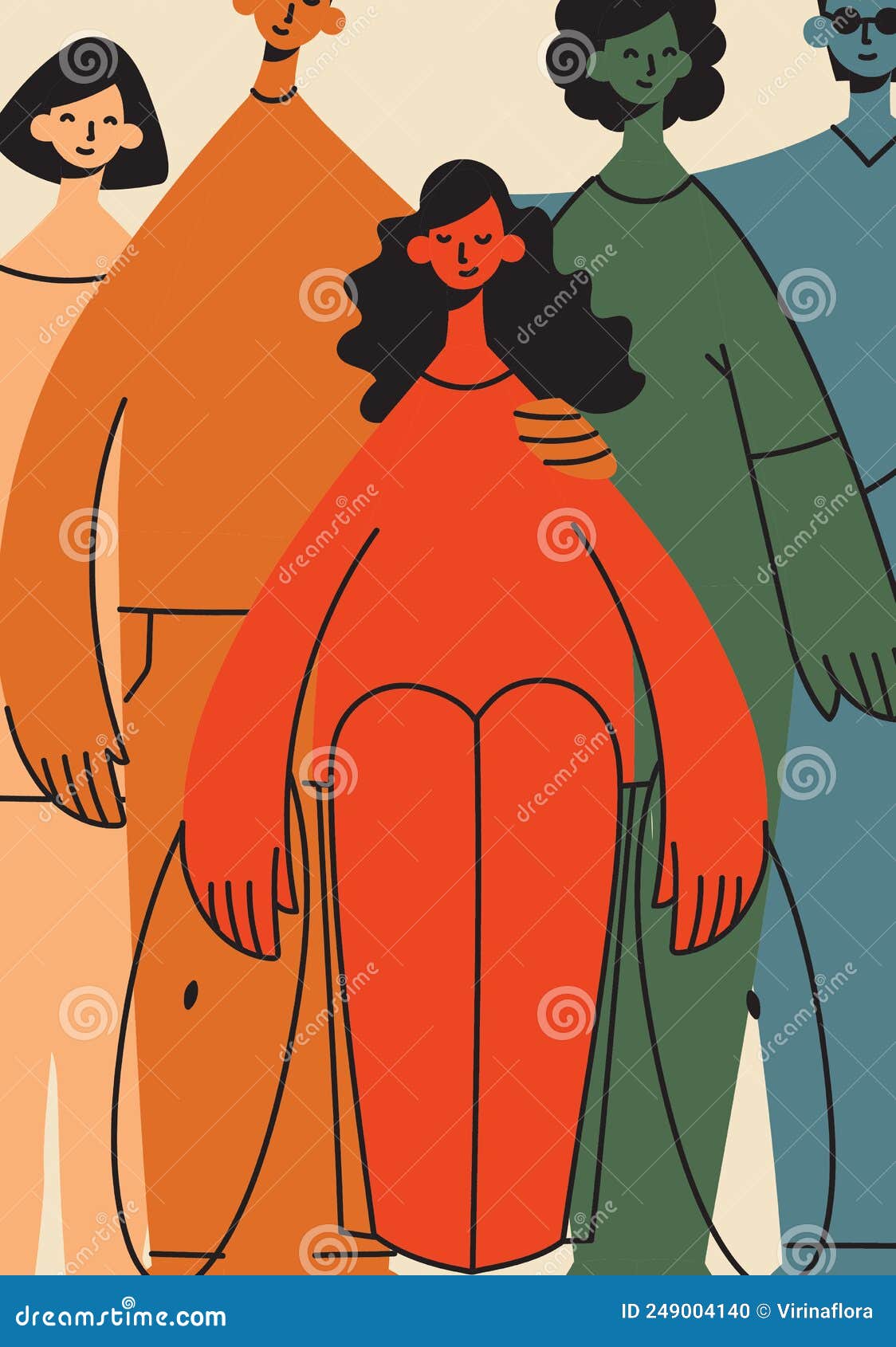 Flat Illustration of a Group Containing Inclusive and Diversified ...