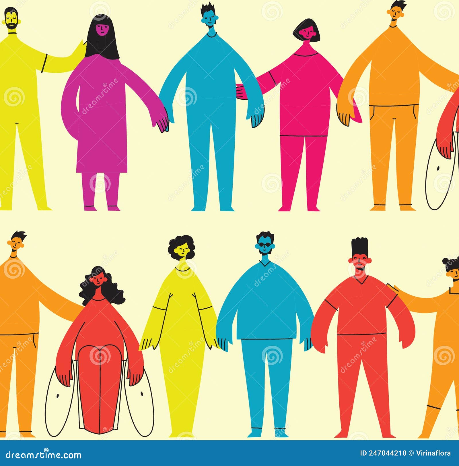 Flat Illustration of a Group Containing Inclusive and Diversified ...