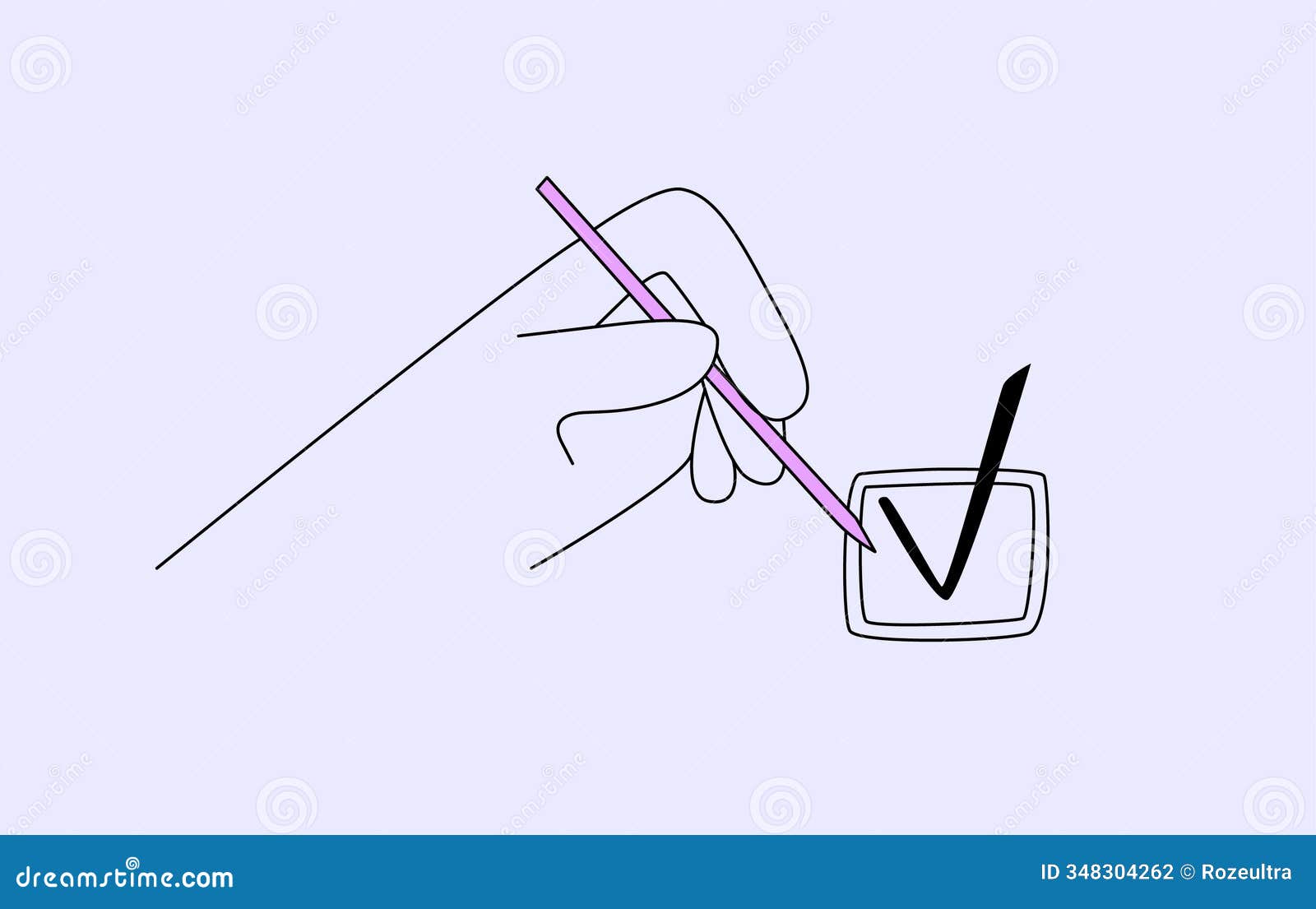 Flat Vector Illustration of Hand Checking a Box with Pencil Stock ...