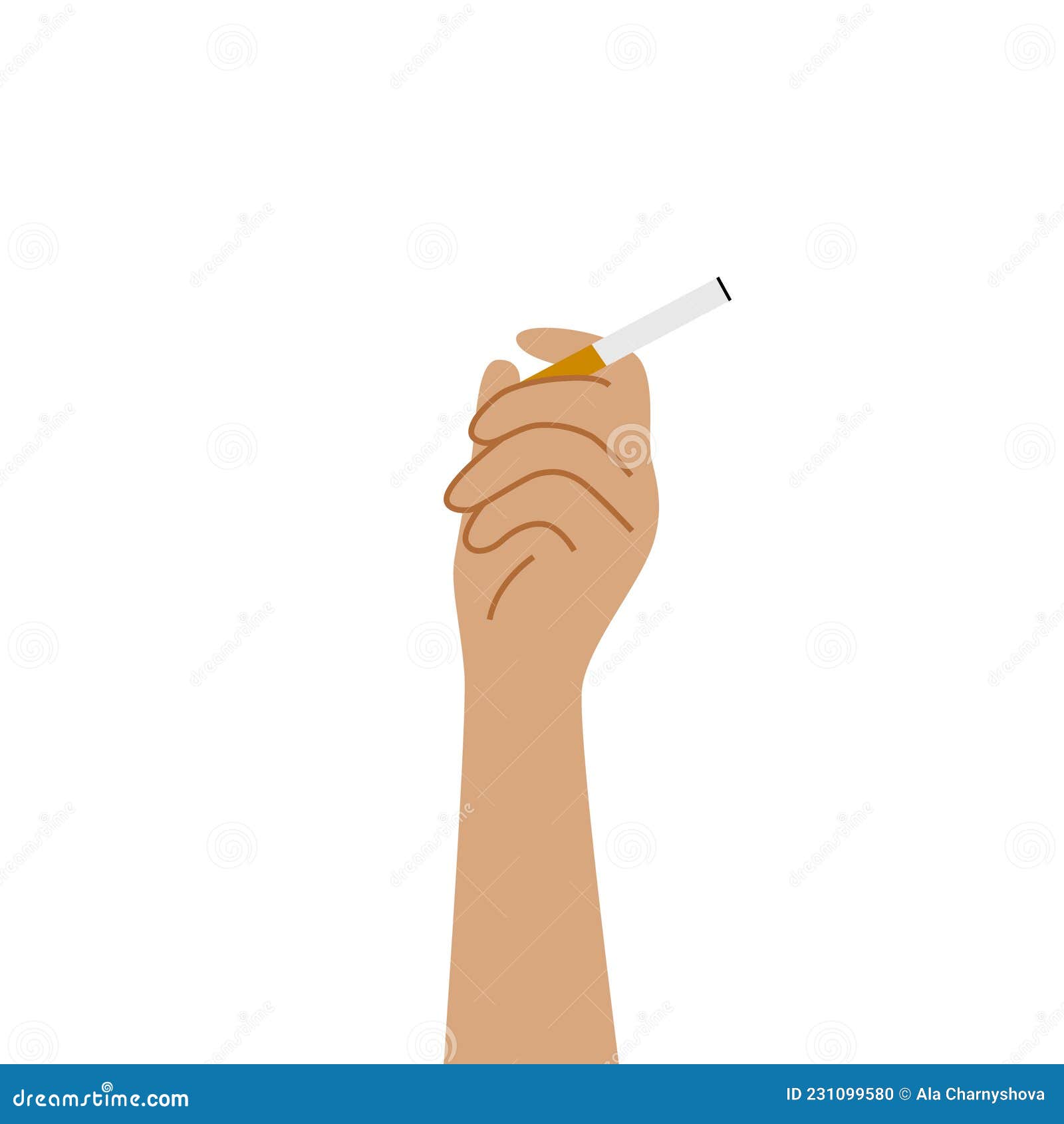 Vector Flat Illustration of Hand Holding a Cigarette. Stock Vector ...