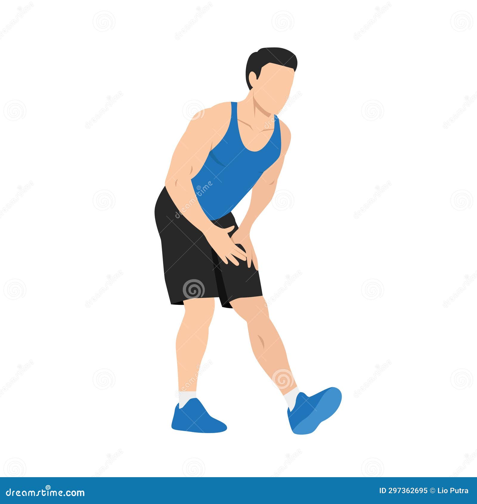 Man Doing Standing Hamstring Stretch Exercise Stock Illustration ...