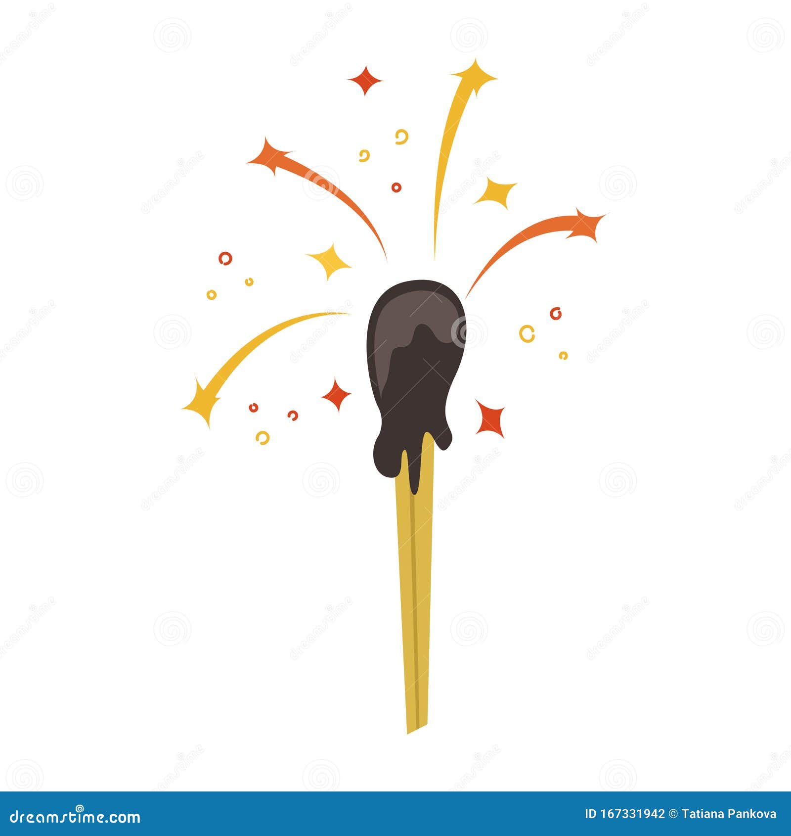 Flat Vector Illustration of a Lighted Match with Sparks Stock Vector ...