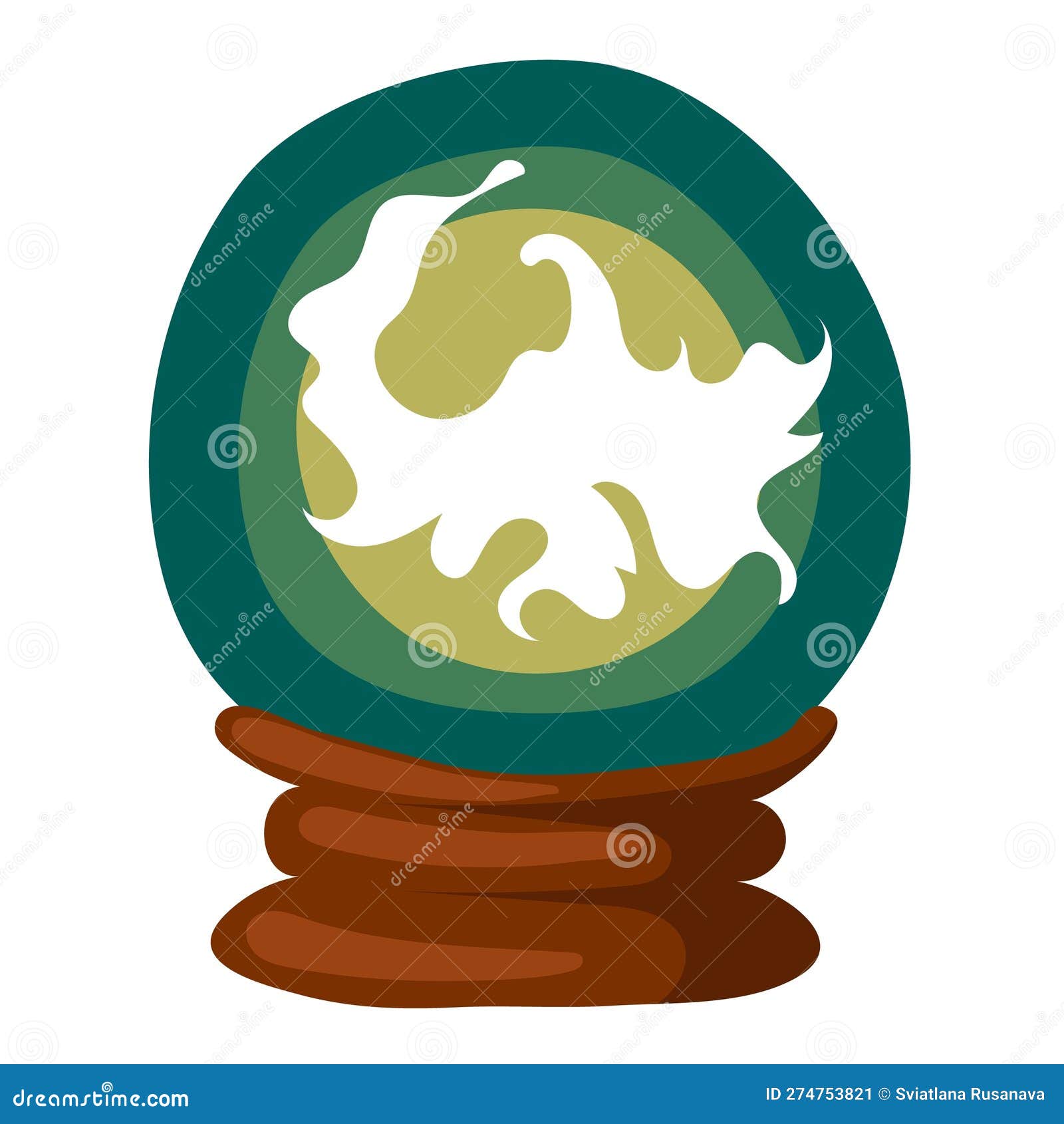 Flat Vector Illustration of a Magic Ball. a Crystal Sphere on a Stand ...