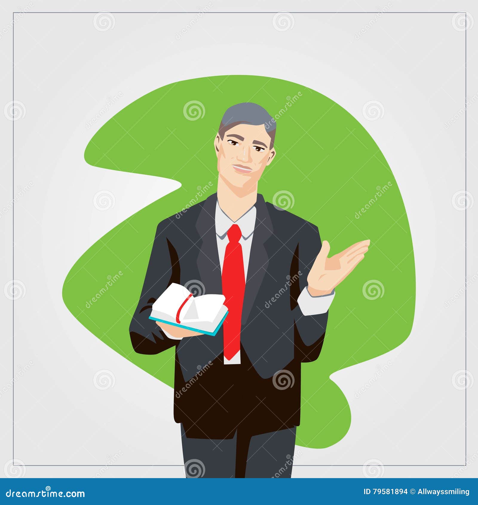 Flat Vector Illustration with Man Project Manager Working Diary Stock ...