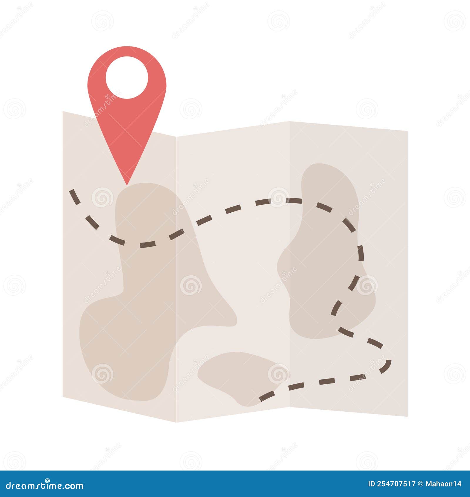 Flat Illustration of Map with Pinned Location Stock Vector ...
