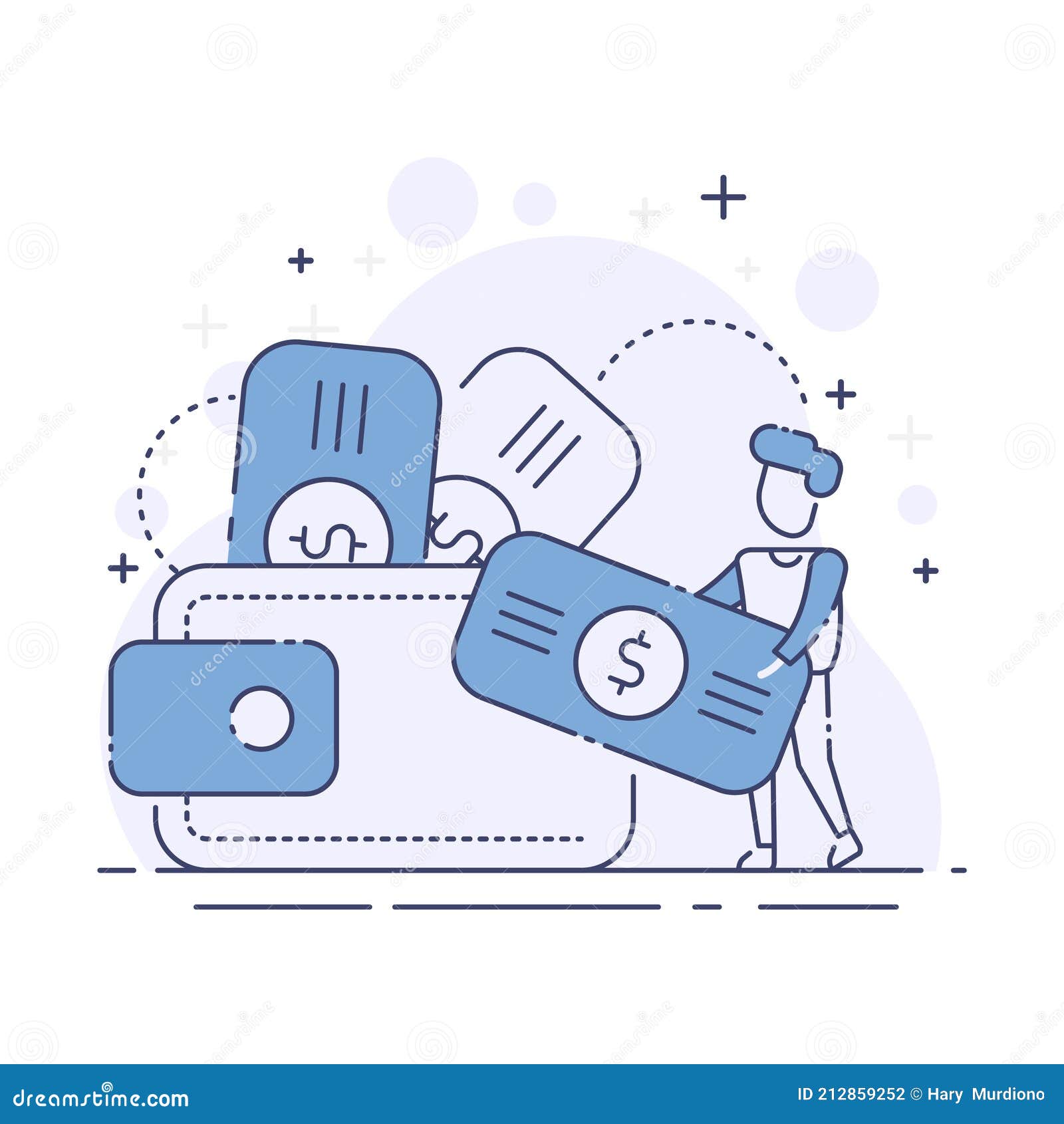 Flat Vector Illustration Men Save in the Wallet Stock Vector ...