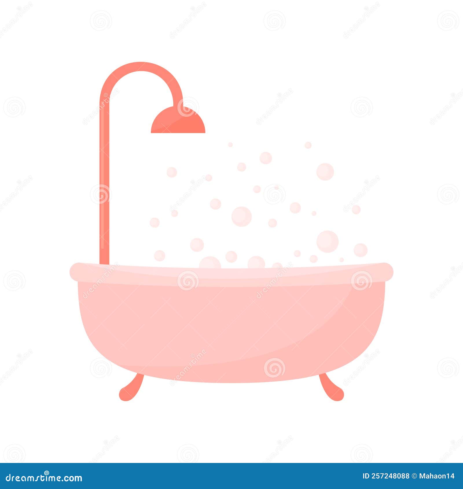 Illustration of a Pink Bath with Bubbles Stock Vector - Illustration of ...