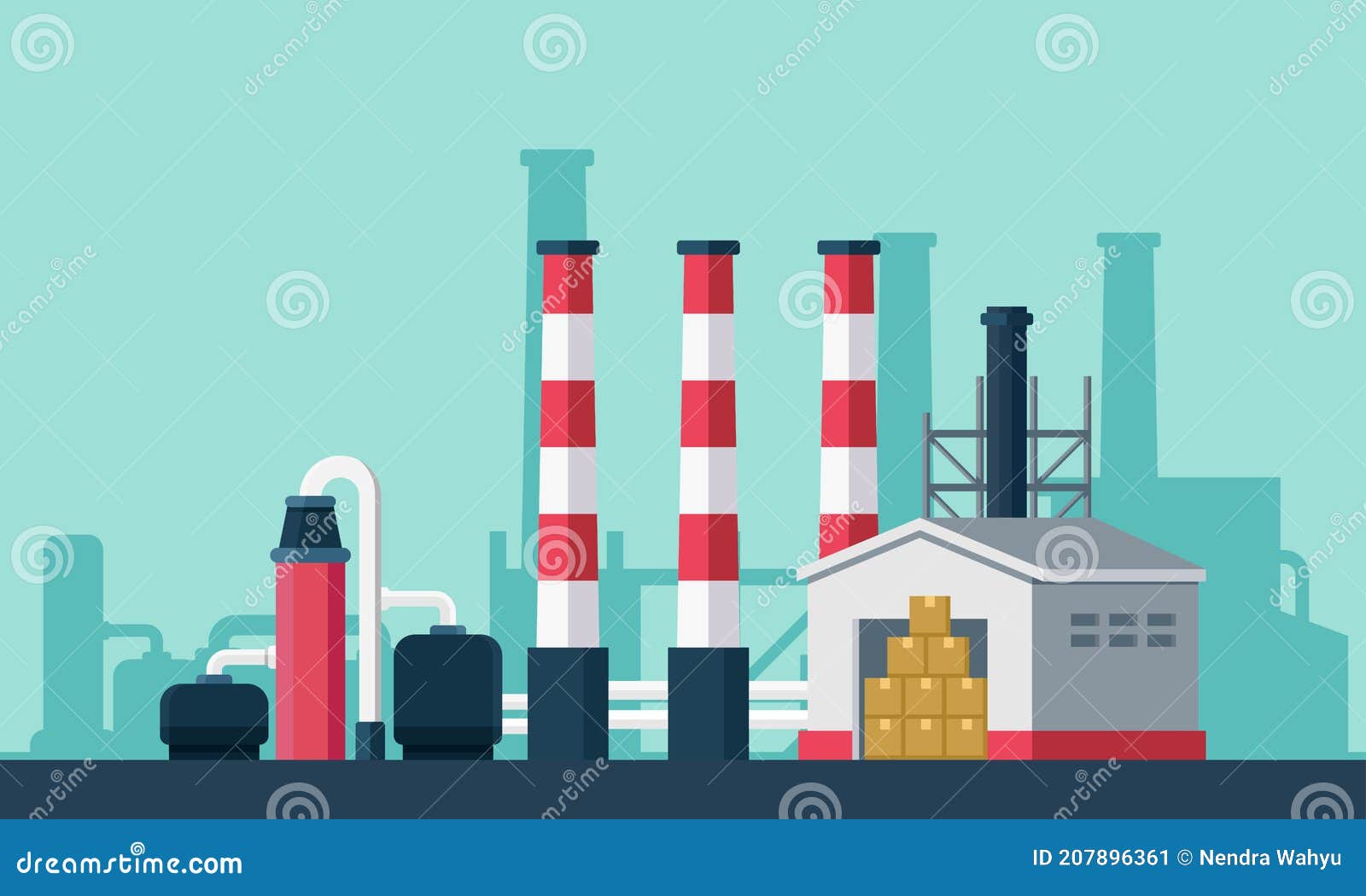 Flat Vector Illustration Of A Processing Plant Complex. | CartoonDealer ...