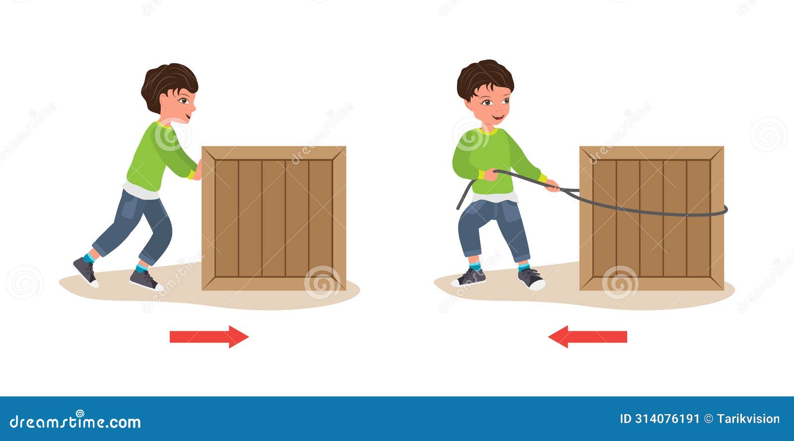 Flat Vector Illustration of Pushing and Pulling Stock Vector ...