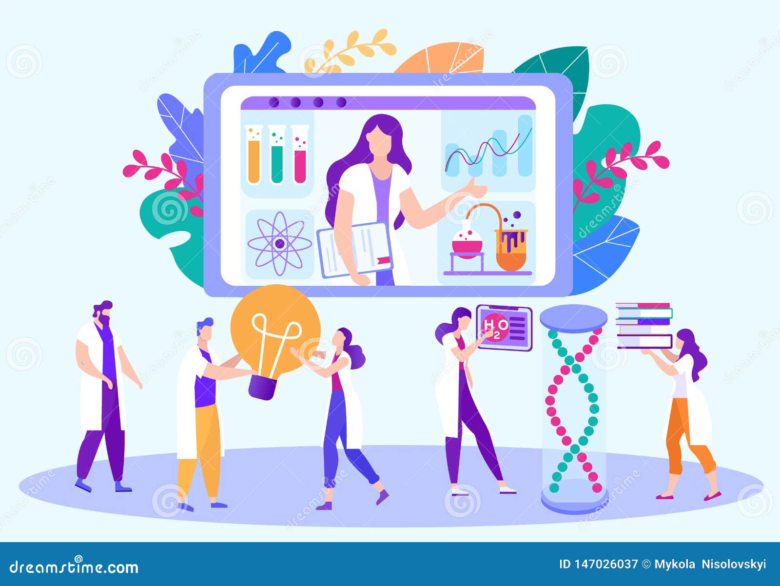 Flat Vector Illustration Remote Laboratory Work. Stock Vector ...
